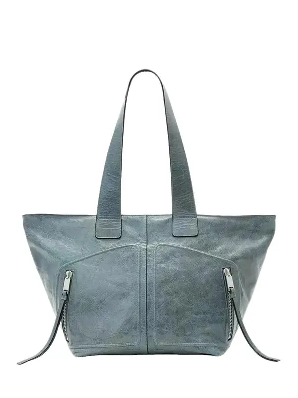 ALLSAINTS Crinkled Leather Tote Bag - Blue