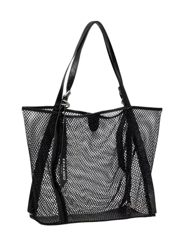 ERMANNO FIRENZE Mesh Logo Tag Tote Bag - Black