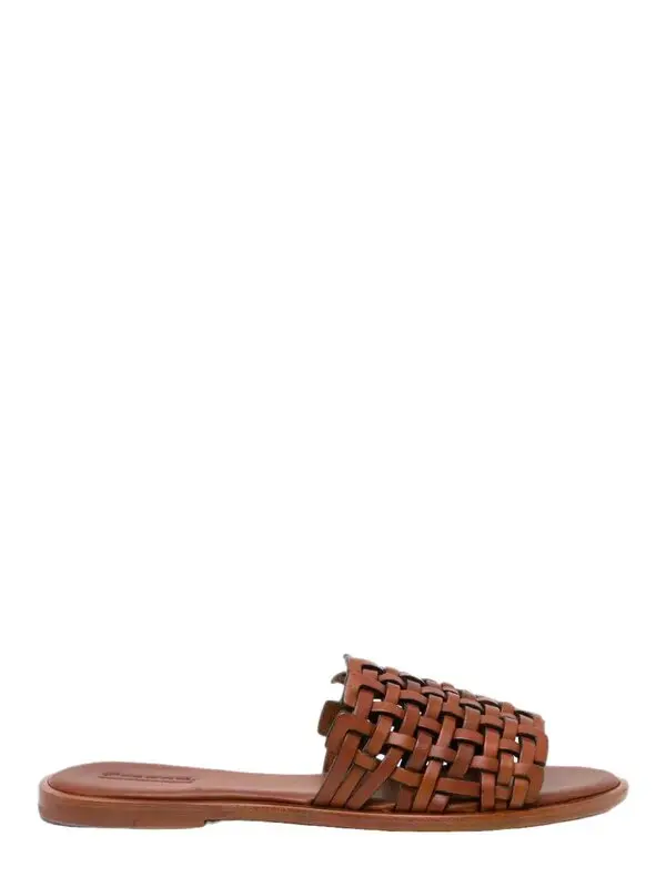 Dragon Diffusion Woven Leather Zig Zag Sandals - Brown