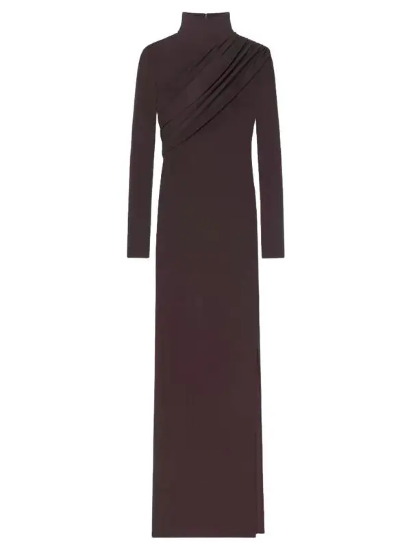 COURREGES Draped Twist Detail Jersey Maxi Dress - Brown
