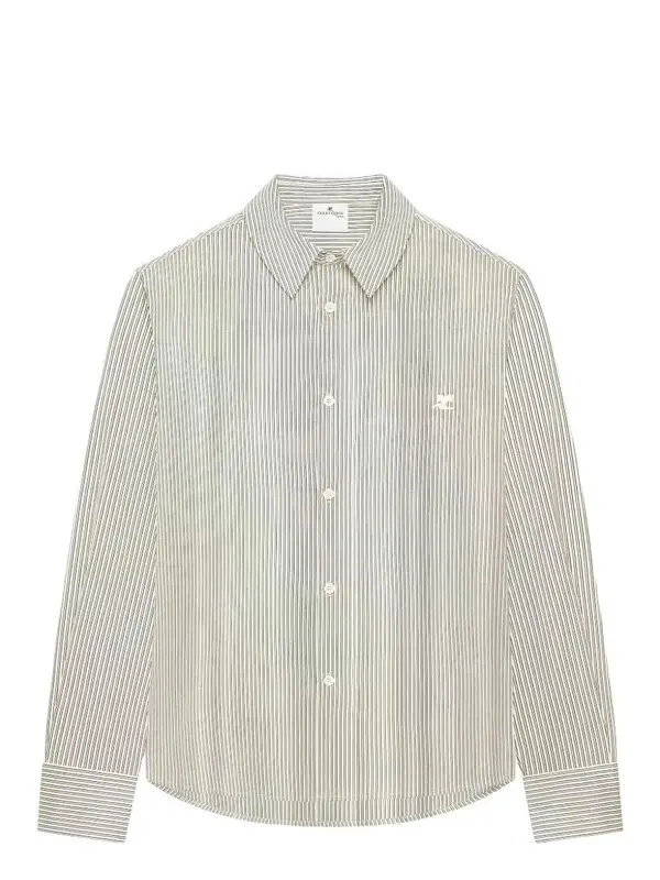 COURREGES Striped Poplin Shirt - Neutrals