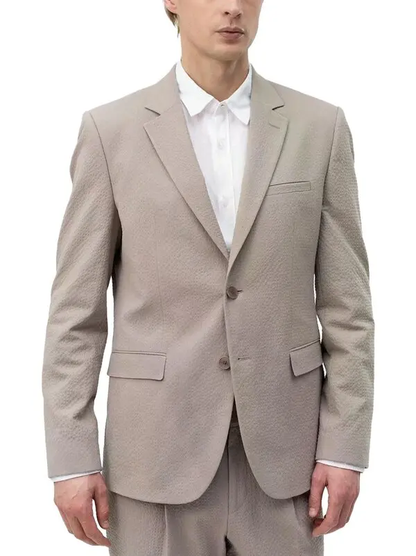 Hugo Seersucker Single-breasted Jacket - Neutrals