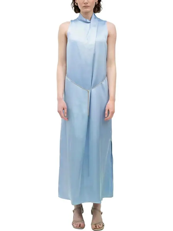 Hugo Satin Chain-belt Maxi Dress - Blue