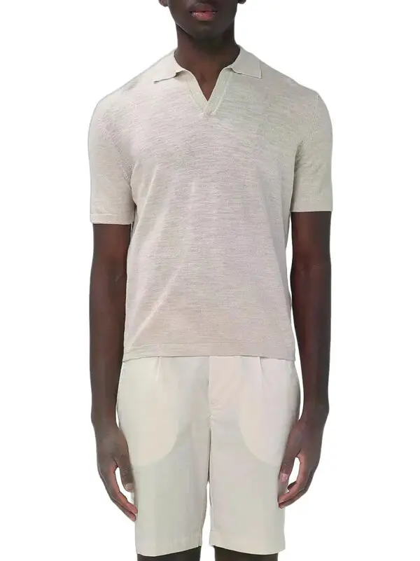 BROOKSFIELD V-neck Bowling-collar T-shirt - Neutrals