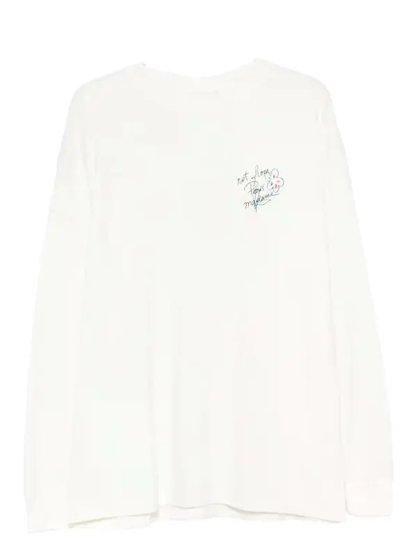 Drole De Monsieur Slogan-print Long-sleeves T-shirt - White