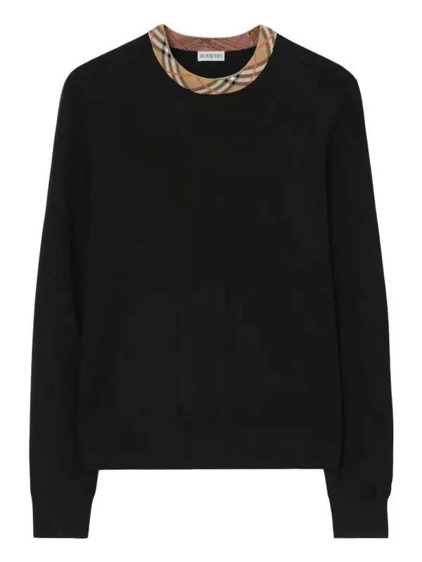 Burberry Check-trim Wool Sweater - Black
