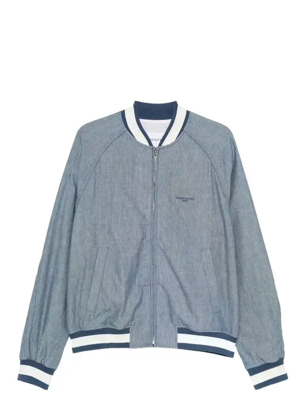 Givenchy Embroidered Logo Striped Jacket - Blue