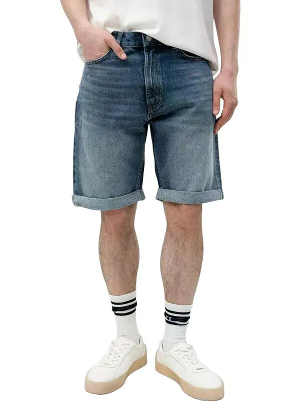Hugo Logo Patch Turn-up Shorts - Blue