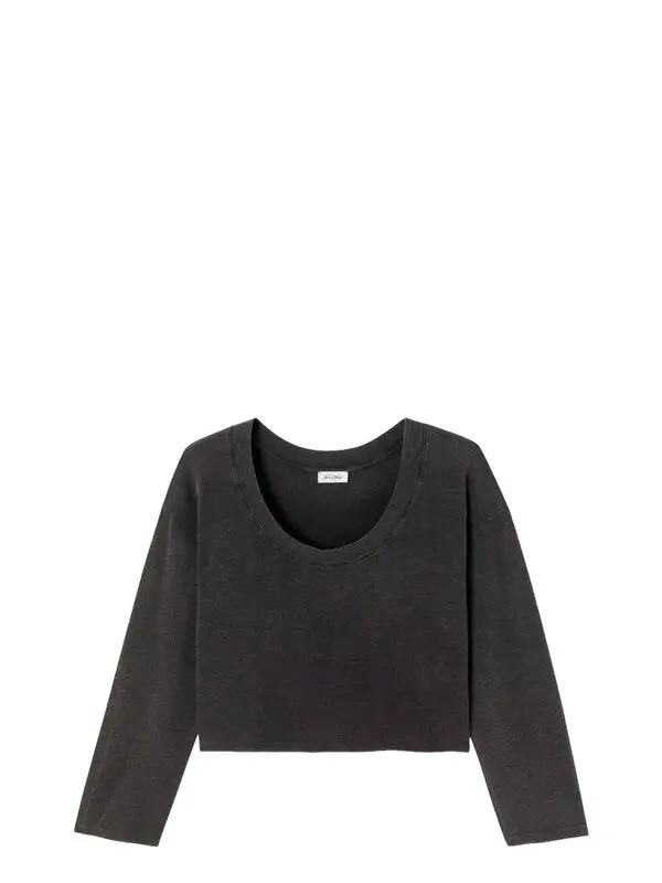 American Vintage Pojy Cropped Long Sleeve T-shirt - Grey