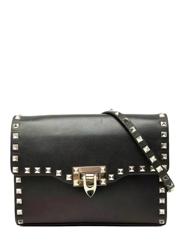 Valentino Garavani Small Leather Rockstud Flap Crossbody Bag - Black