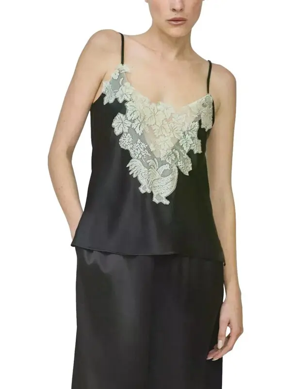 Rosie Assoulin Lace Trimmed V-neck Tank Top - Black
