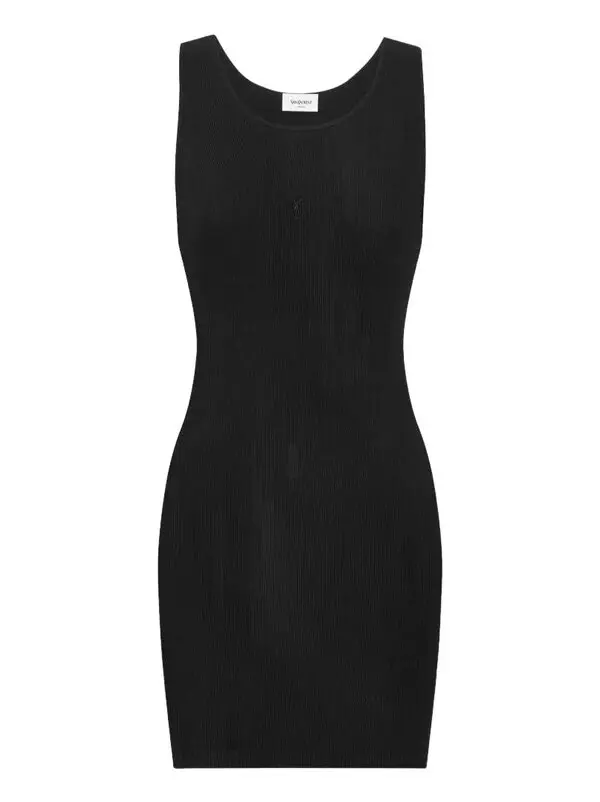 Saint Laurent Cassandre Ribbed-knit Dress - Black