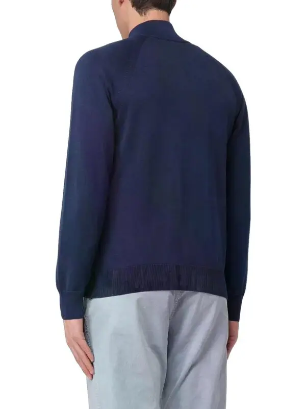 BLAUER. Fellows Quarter-zip Raglan-sleeve Polo Shirt - Blue