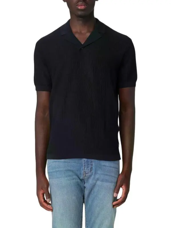 Emporio Armani Ribbed-knit Polo Shirt - Blue