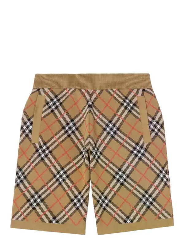 Burberry Check Cotton Blend Relaxed Fit Shorts - Neutrals