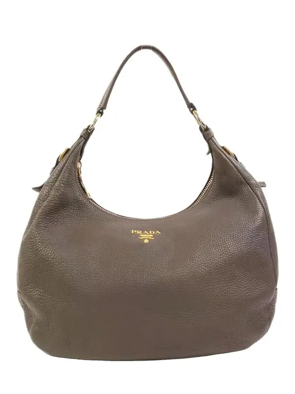 Prada Grained Leather Shoulder Bag - Grey