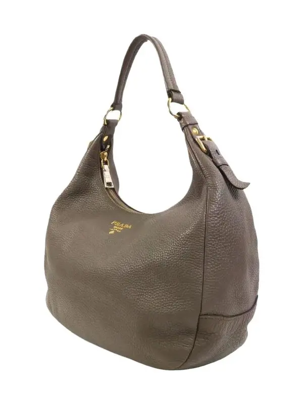 Prada Grained Leather Shoulder Bag - Grey
