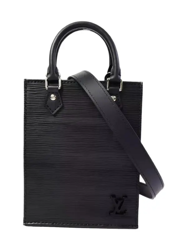 LOUIS VUITTON Petit Sac Plat Epi Leather Tote Bag - Black