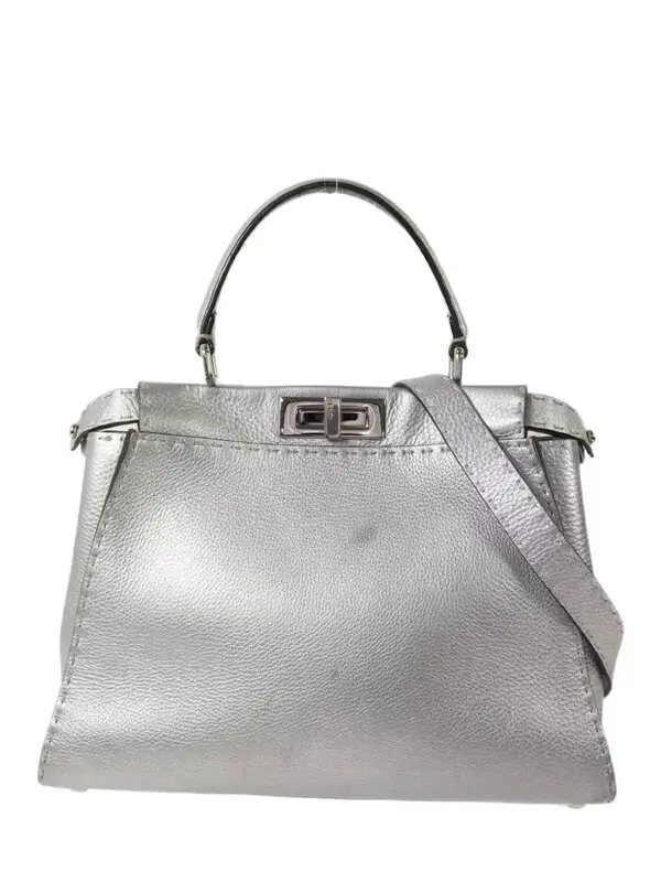 Fendi Selleria Peekaboo Medium Tote Bag - Silver