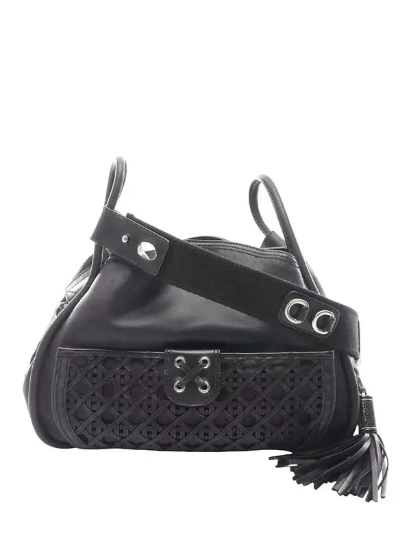 Dior Leather Lattice Satchel - Black