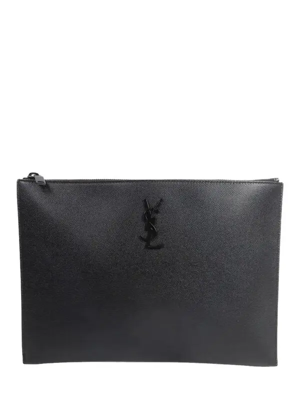 Saint Laurent Logo Detail Clutch Bag - Black