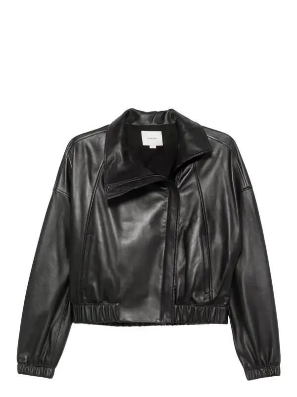 Vince Leather Bomber Jacket - Black