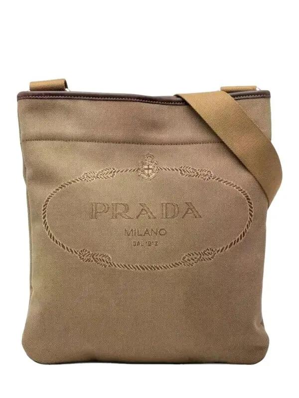 Prada Canapa Logo Crossbody Bag - Neutrals