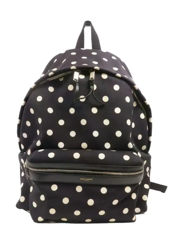 Saint Laurent Polka-dot Canvas Backpack - Black