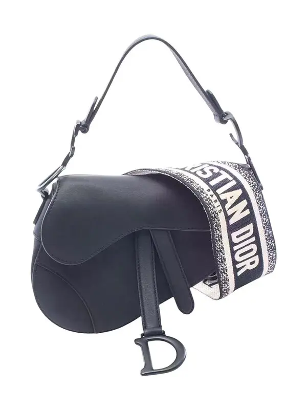 Dior Mini Leather Saddle Bag Satchel - Black