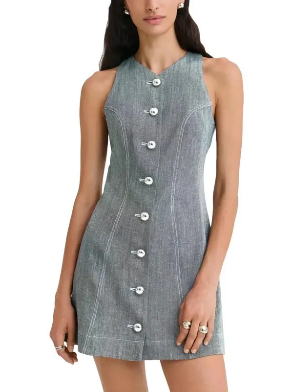 Matthew Bruch Racerback Mini Dress With Contrast Stitching - Blue
