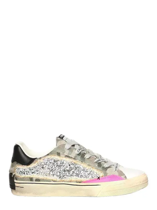 CRIME LONDON Glitter Embellished Camouflage Print Sneakers - Grey