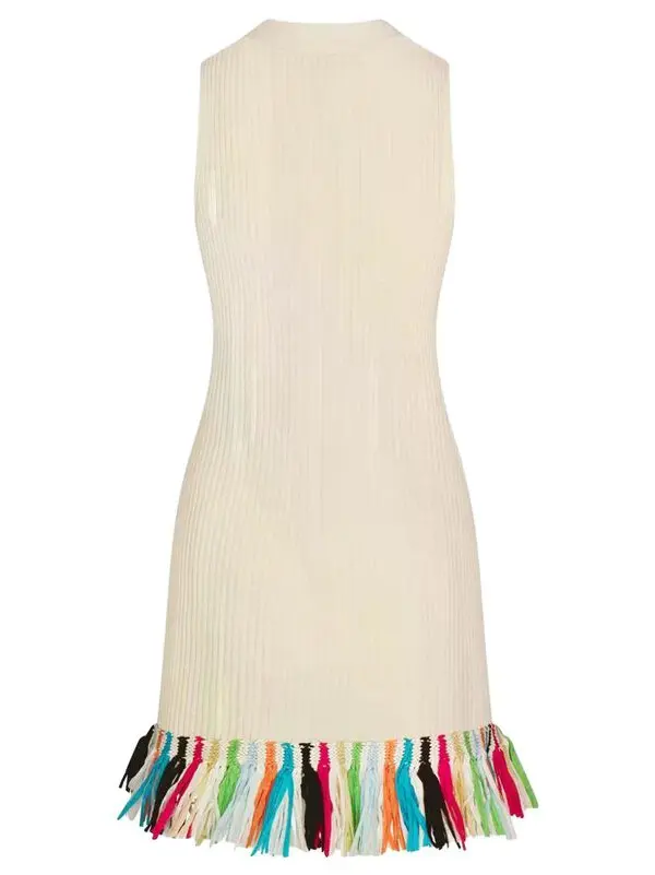 SIMONMILLER Maven Knitted Mini Dress With Fringe Trim - Neutrals