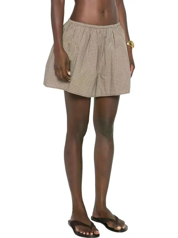 Enza Costa Plaid Pattern Shorts - Brown