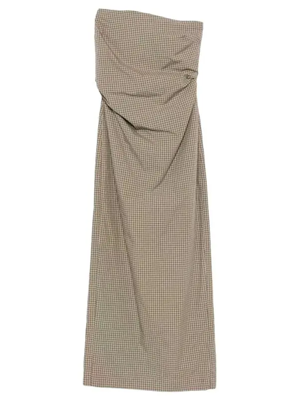 Enza Costa Plaid Pattern Tie-back Maxi Dress - Brown