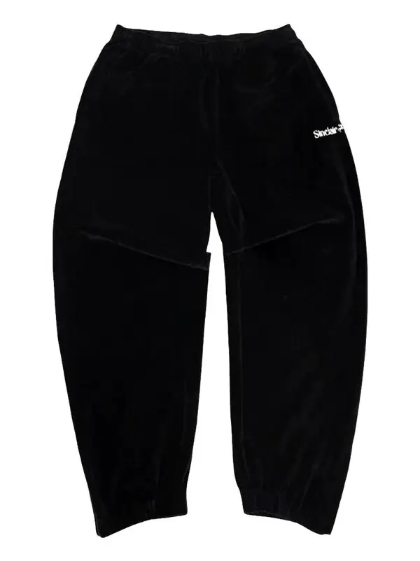 SINCLAIR Velour Logo Print Tapered Trousers - Black