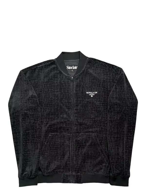 SINCLAIR Croc-jacquard Velour Bomber Jacket - Black