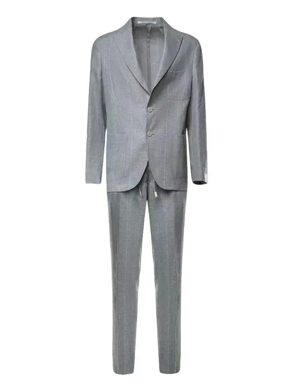Eleventy Check-pattern Single-breasted Suit - Grey