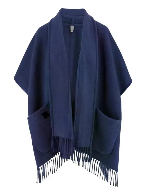 FERRAGAMO Fringed Cashmere Cape - Blue