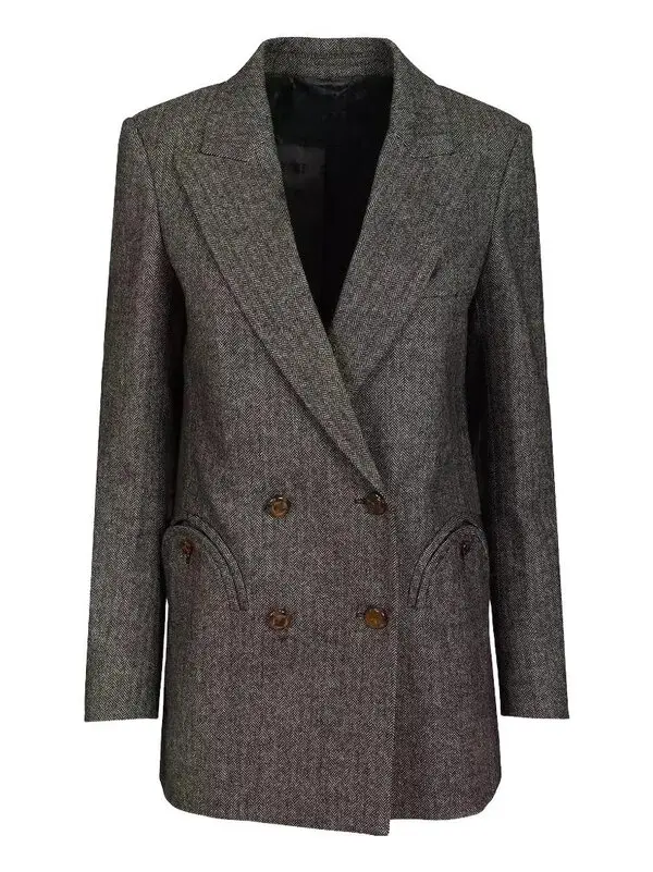 BLAZÉ MILANO Double-breasted Herringbone Blazer - Grey