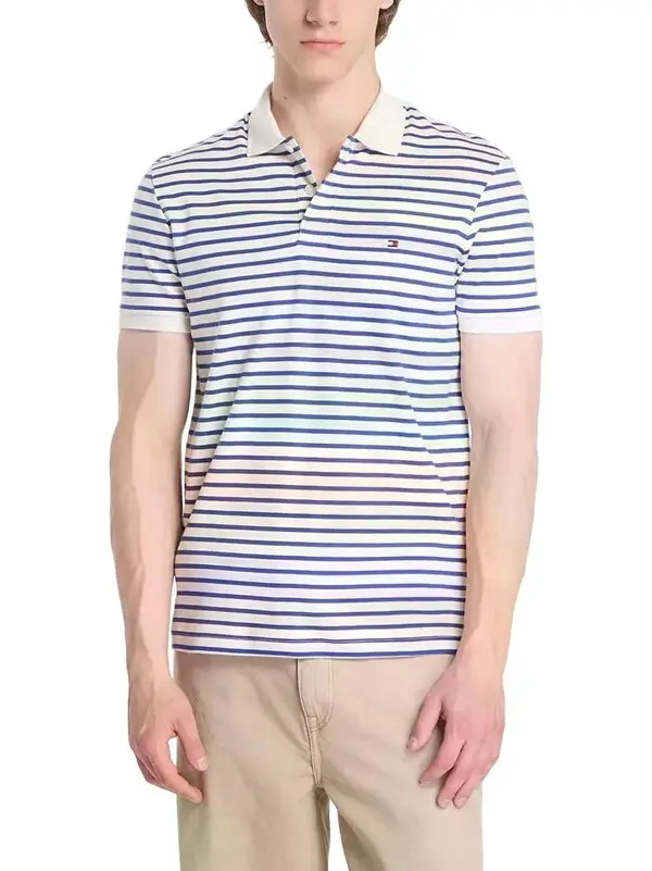 Tommy Hilfiger Striped-knit Polo Shirt - Neutrals