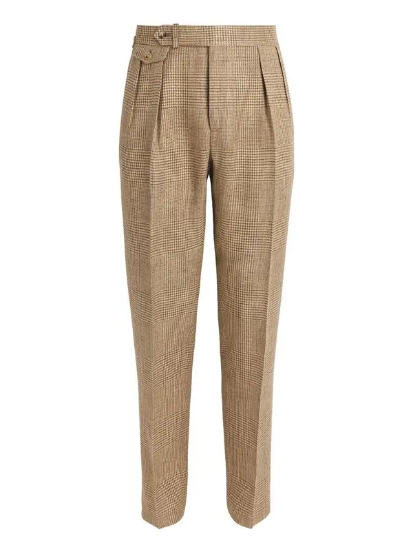 Polo Ralph Lauren Silk-blend Glen Plaid Tailored Trousers - Brown