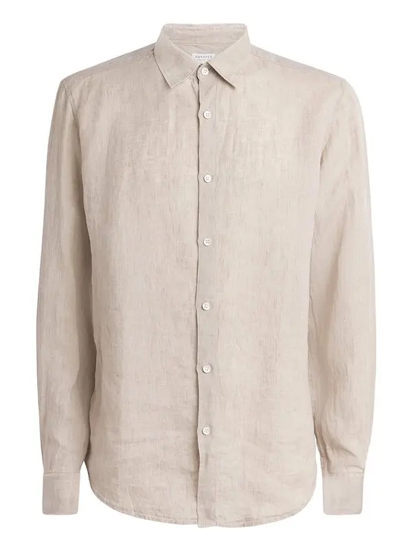 Sunspel Linen Shirt - Brown