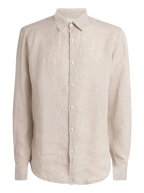 Sunspel Linen Shirt - Brown