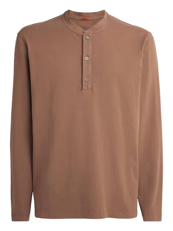 Barena Venezia Cotton Jersey Henley Top - Grey
