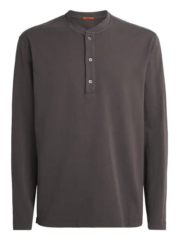 Barena Venezia Cotton Jersey Henley Top - Black