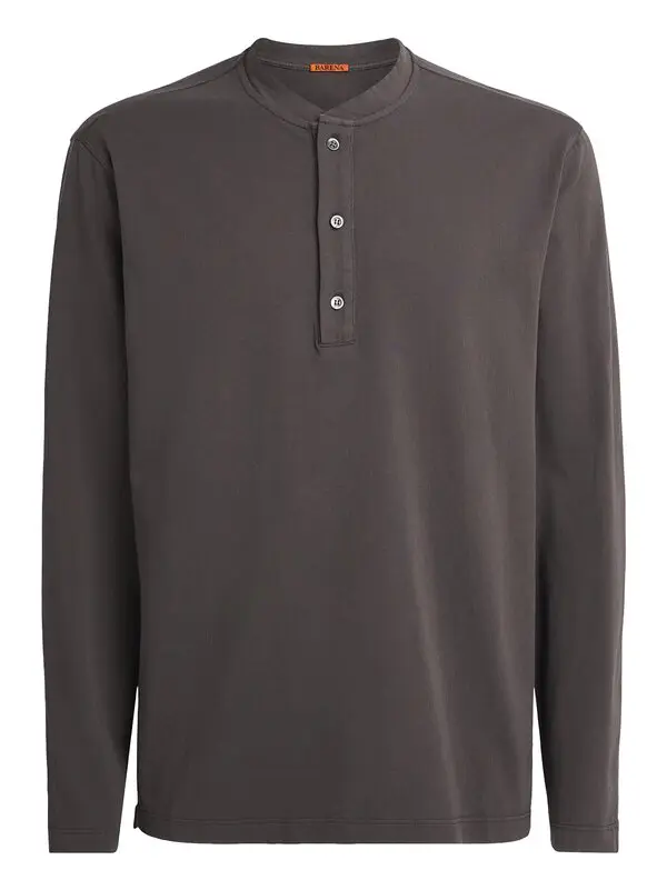 Barena Venezia Cotton Jersey Henley Top - Black