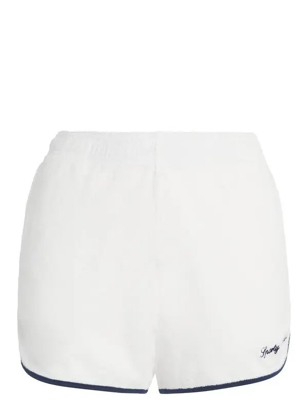 Sporty & Rich Terry Cotton Signature Logo Shorts - White