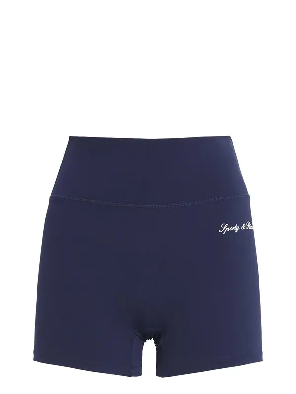 SPORTY & RICH Serif Logo Biker Shorts - Navy