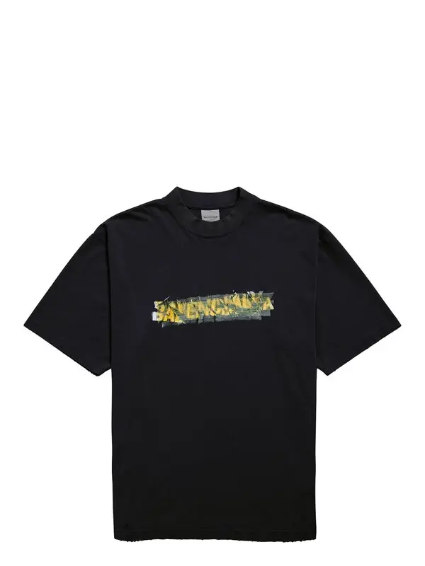 Balenciaga Cotton Messy Spray T-shirt - Black