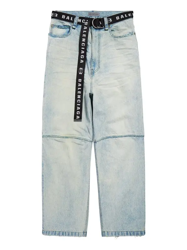 Balenciaga Belted Wide-leg Jeans - Blue
